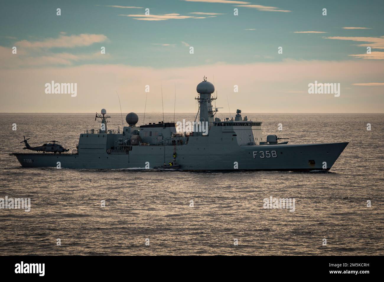 The Danish Navy's Greenland patrol ship HDMS Triton (F358) at sea off ...