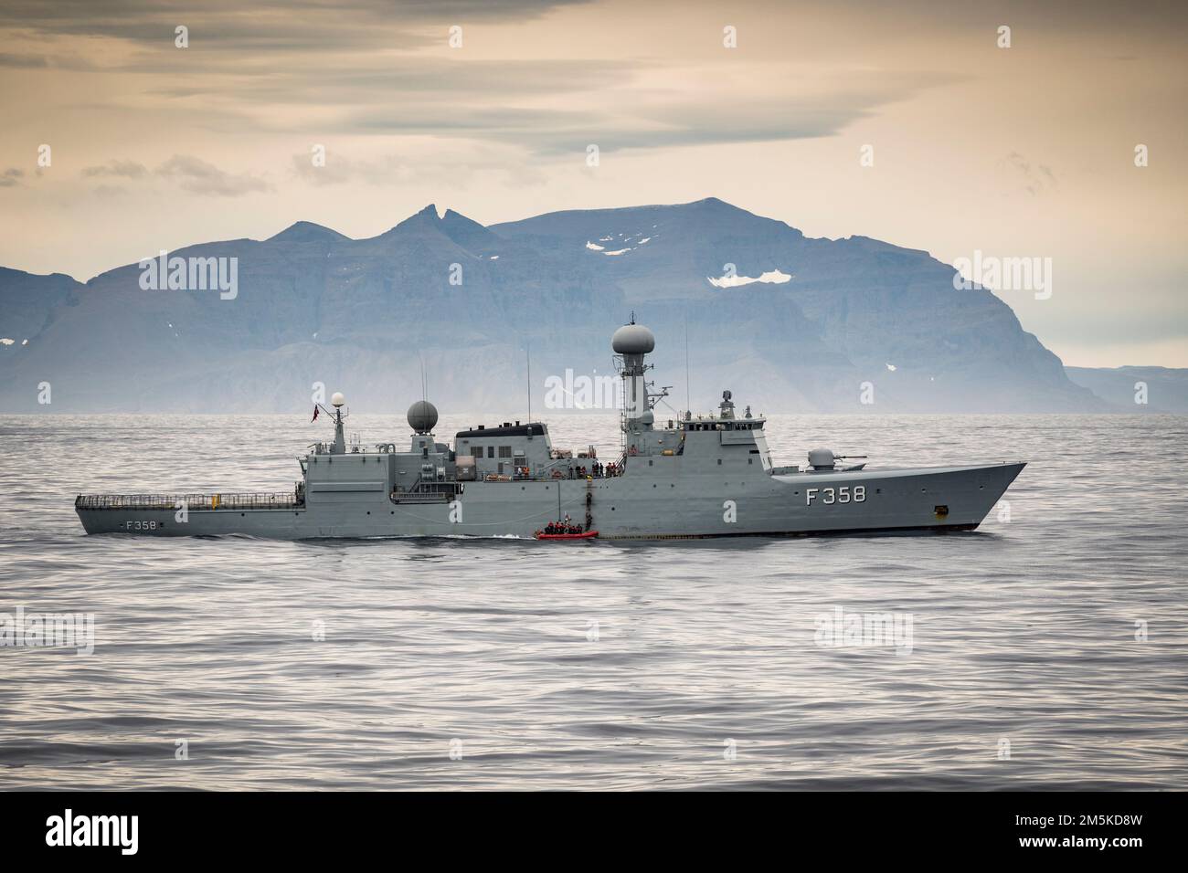 The Danish Navy's Greenland patrol ship HDMS Triton (F358) off the ...