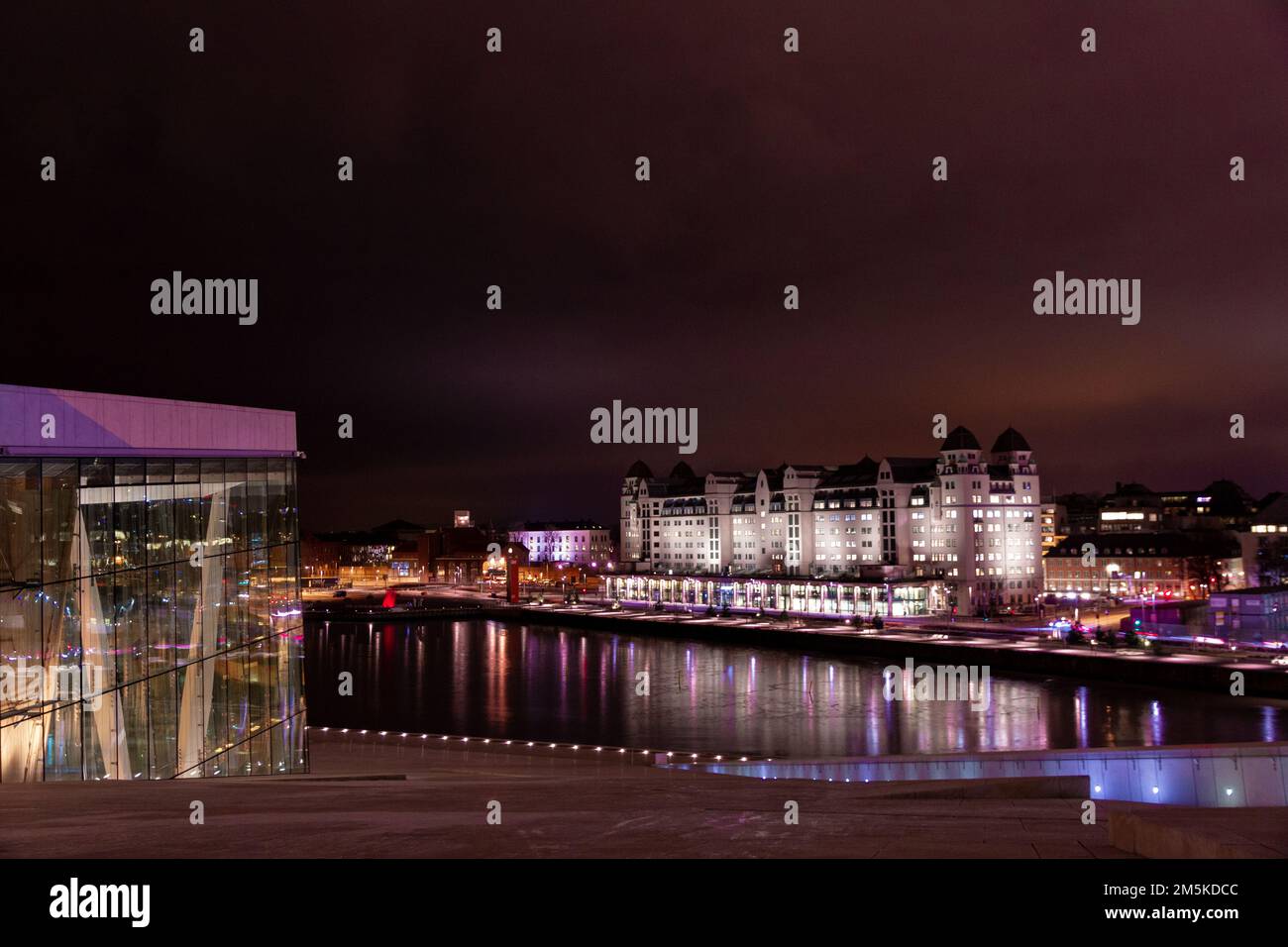Night views of the Opera House in Oslo, Norway during the winter Stock ...
