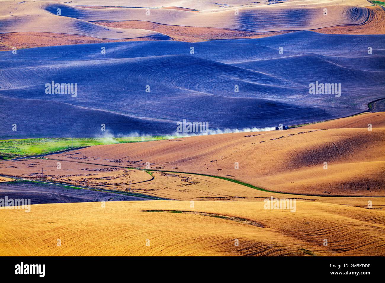 Beautiful colorful farm fields; Palouse region; Washington state; USA ...