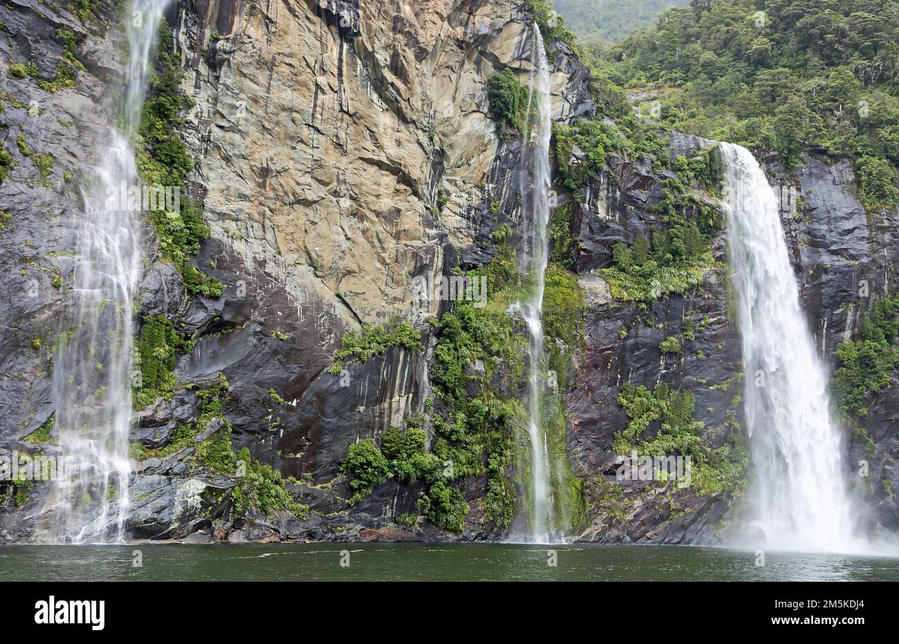 Milford Sound waterfalls, Fairy Falls -, New Zealand Stock Photo - Alamy