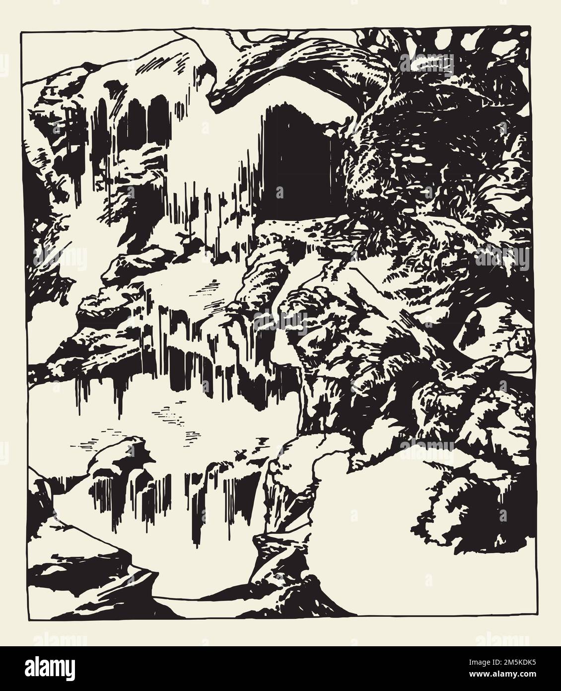 Waterfall Background Vector. Illustration On White Background. A vector ...