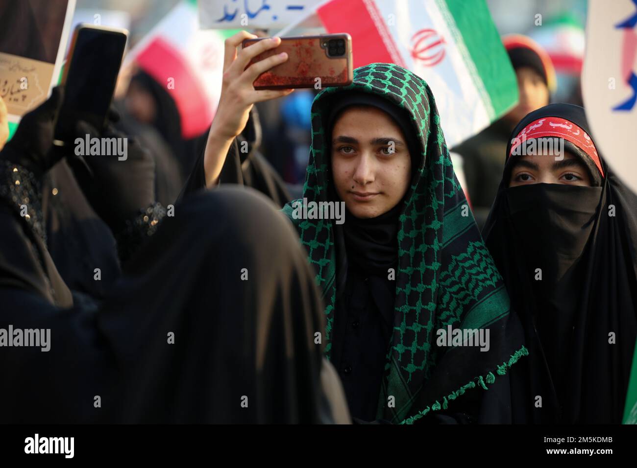 Tehran, Tehran, Iran. 29th Dec, 2022. Iranians pro-government protestor ...
