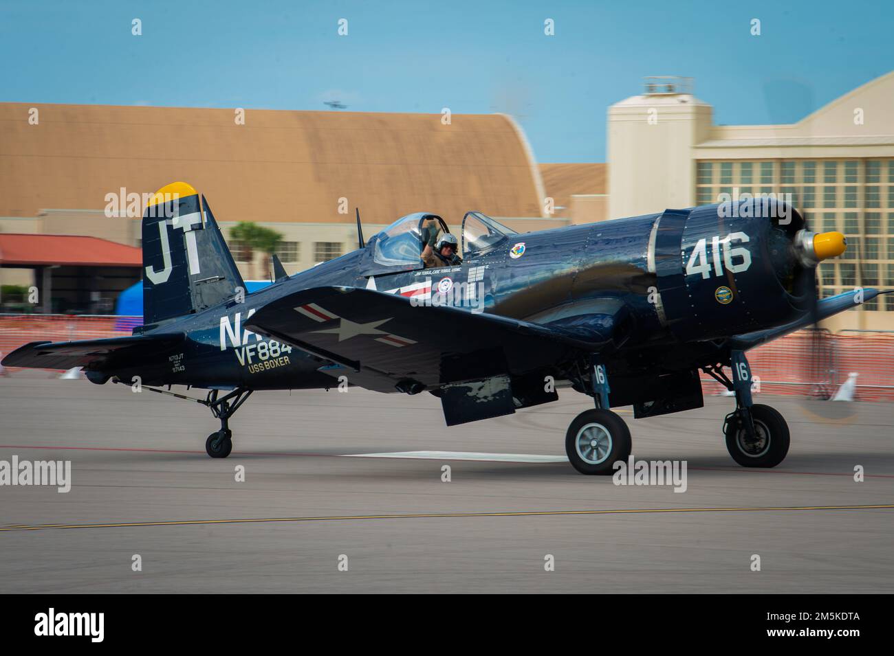 Jim Tobul, pilot of the “Korean War Hero” F4U-4 Corsair, lands at ...