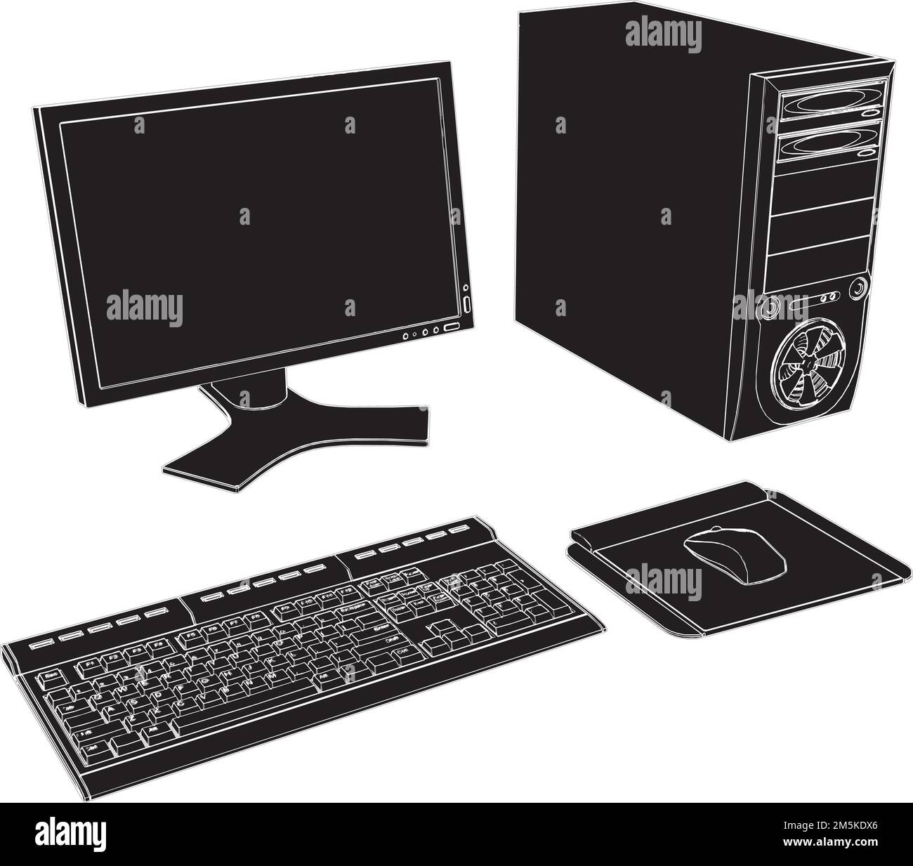 Desktop PC Vector. Illustration On White Background. A vector ...