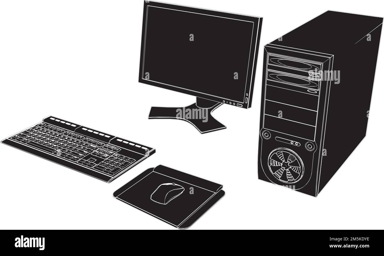 Desktop PC Vector. Illustration On White Background. A vector ...