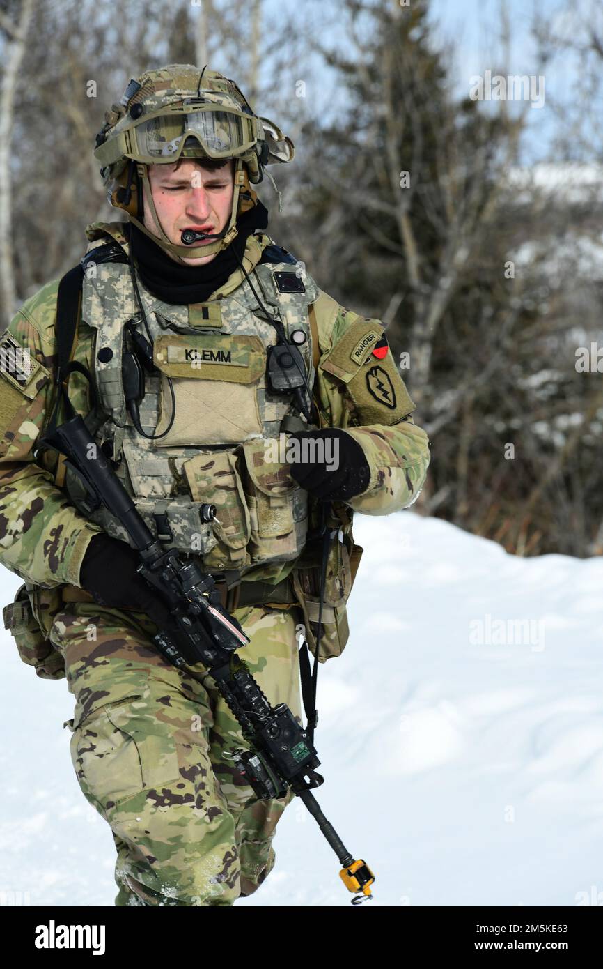 First Lt. Kristopher Klemm leads dismounted infantrymen from the 3rd ...