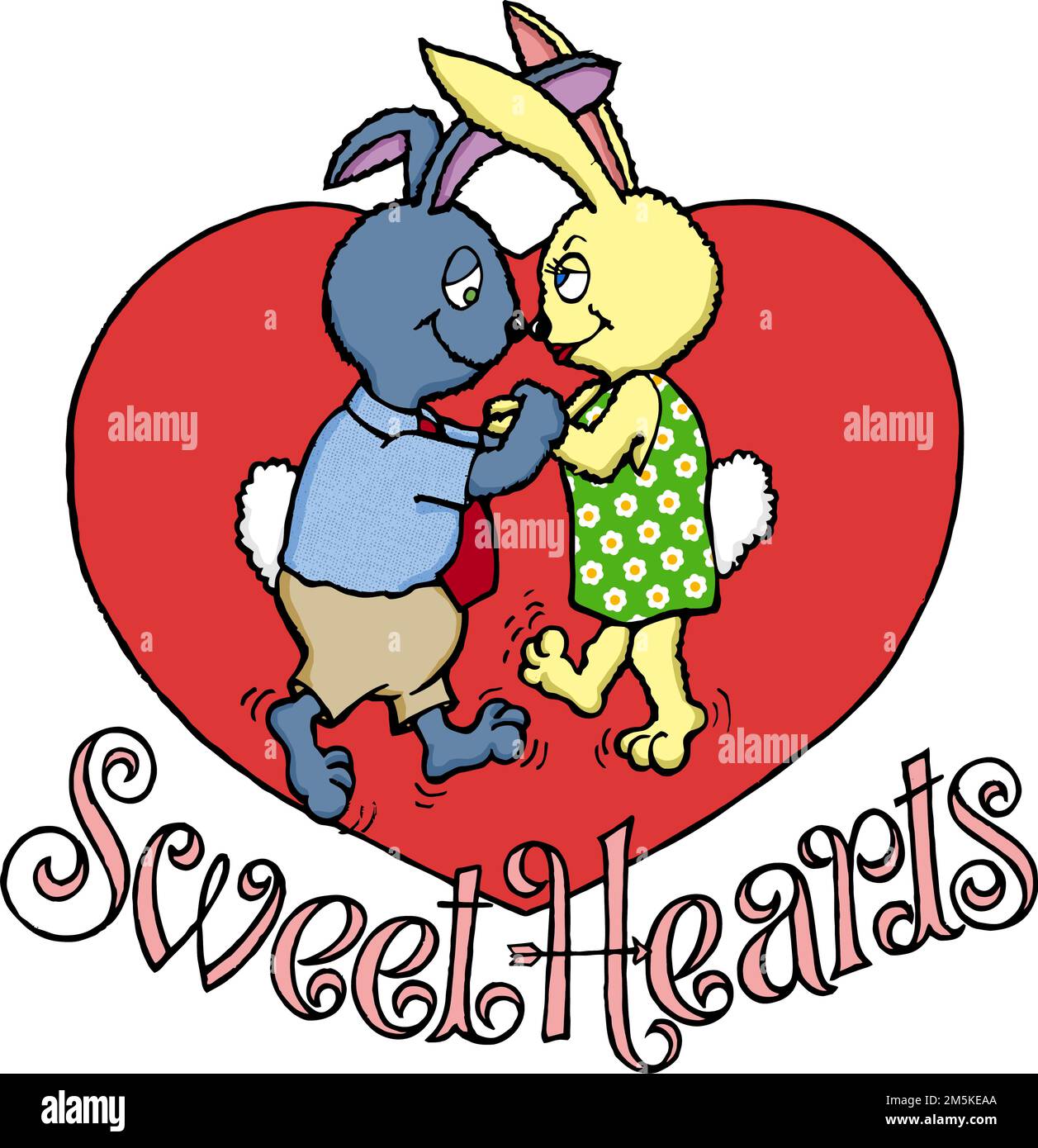 adorable sweetheart bunnies dancing Stock Vector Image & Art - Alamy