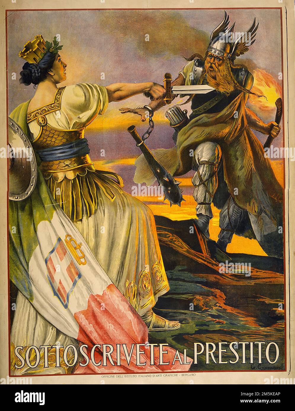 Vintage Italian propaganda poster - War loan underwriting, 1917 Stock ...