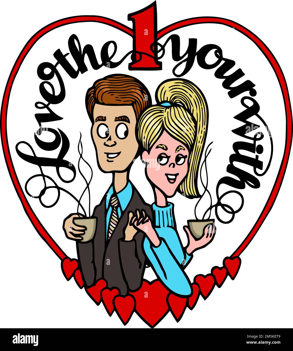 a cartoon couple with hearts Stock Vector Image & Art - Alamy