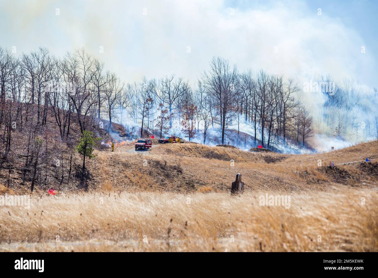 Fire teams on different sides of the fire area are back burning the ...