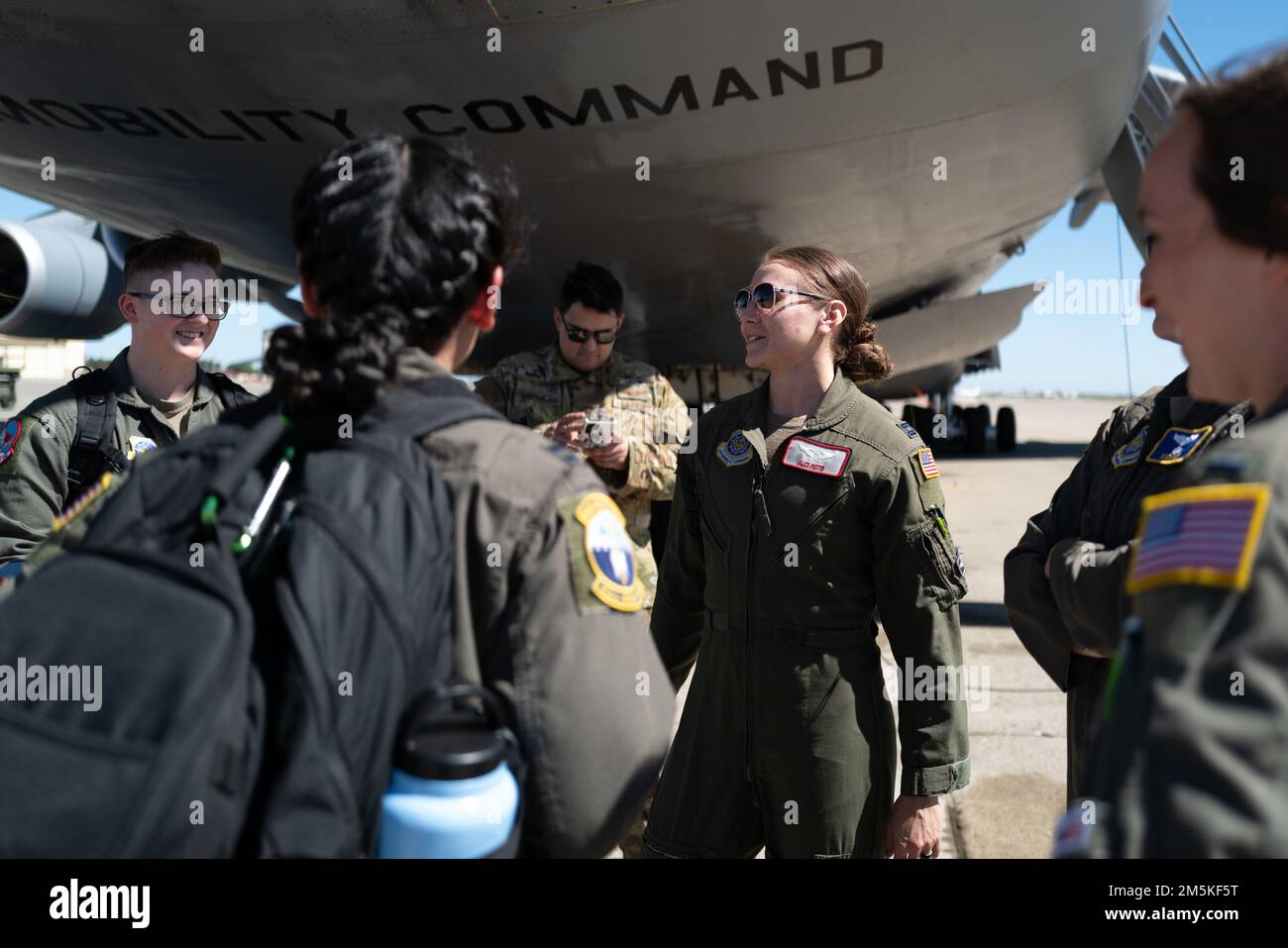 U.S. Air Force Capt. Alexandra Potts, center, 22nd Airlift Squadron ...