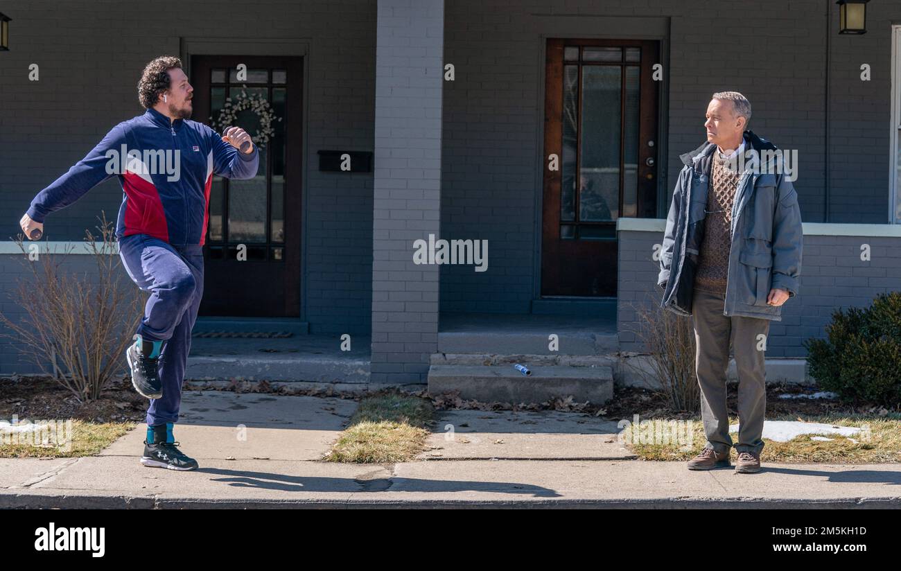 Jimmy (Cameron Britton) jogs by Otto (Tom Hanks) in Columbia Pictures ...