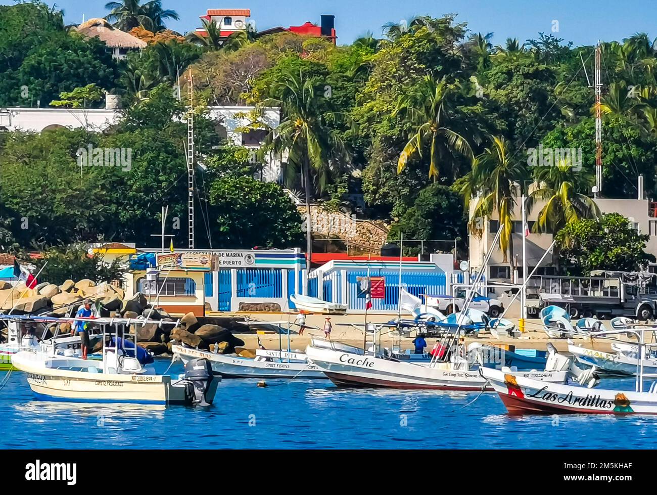 Puerto Escondido Oaxaca Mexico 16. December 2022 Fishing boats at the ...