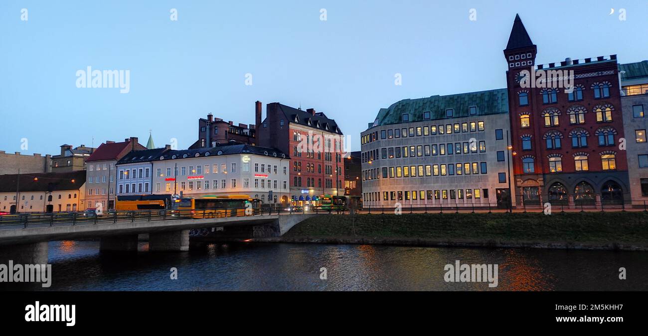 Canal and bridge in Malmö city Stock Photo - Alamy