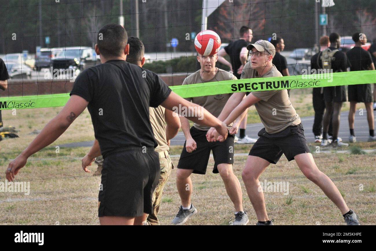 Volleyball players compete during the International Military Training ...