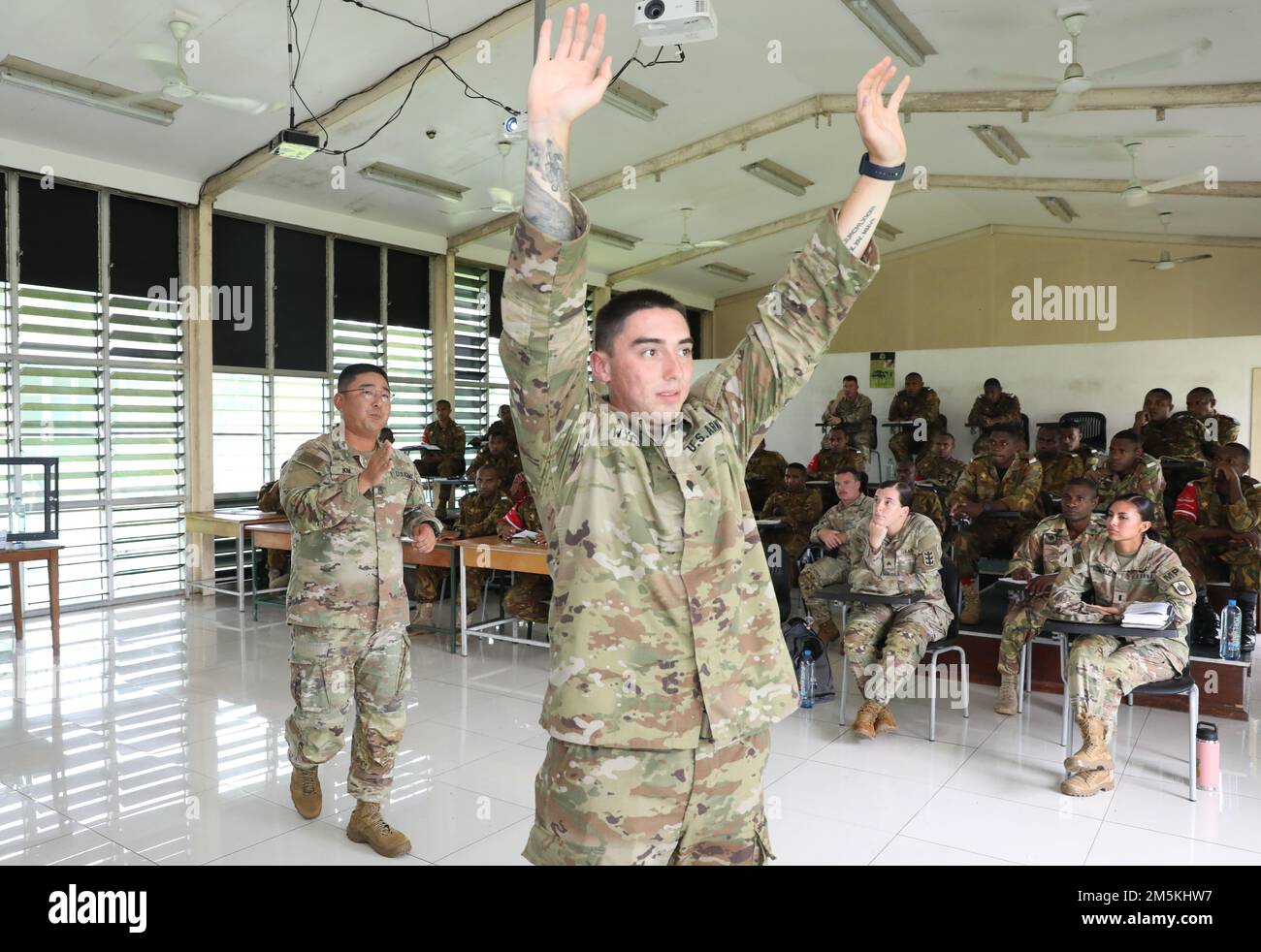 U.S. Army Soldiers from the 130th Engineer Brigade train the Papua New ...