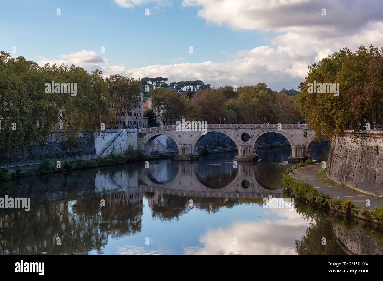 River Tiber and Bridge in a historic City, Rome, Italy Stock Photo - Alamy