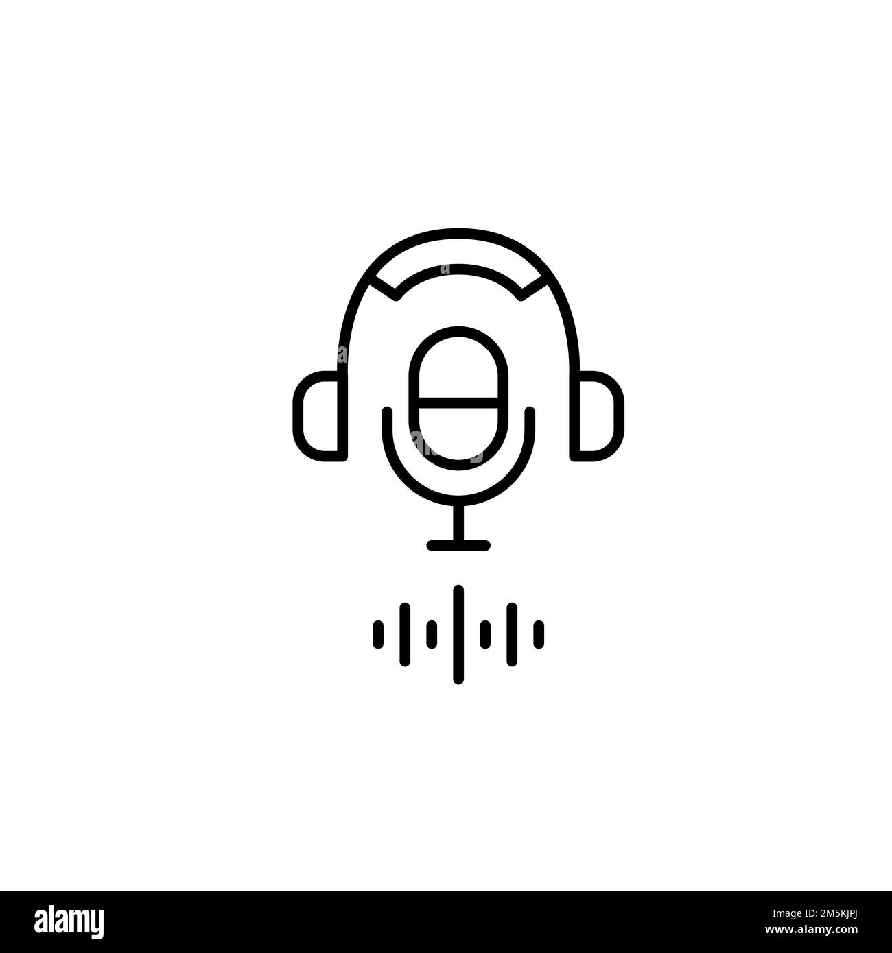 Podcast symbol. Headphones, microphone and sound waves. Pixel perfect ...