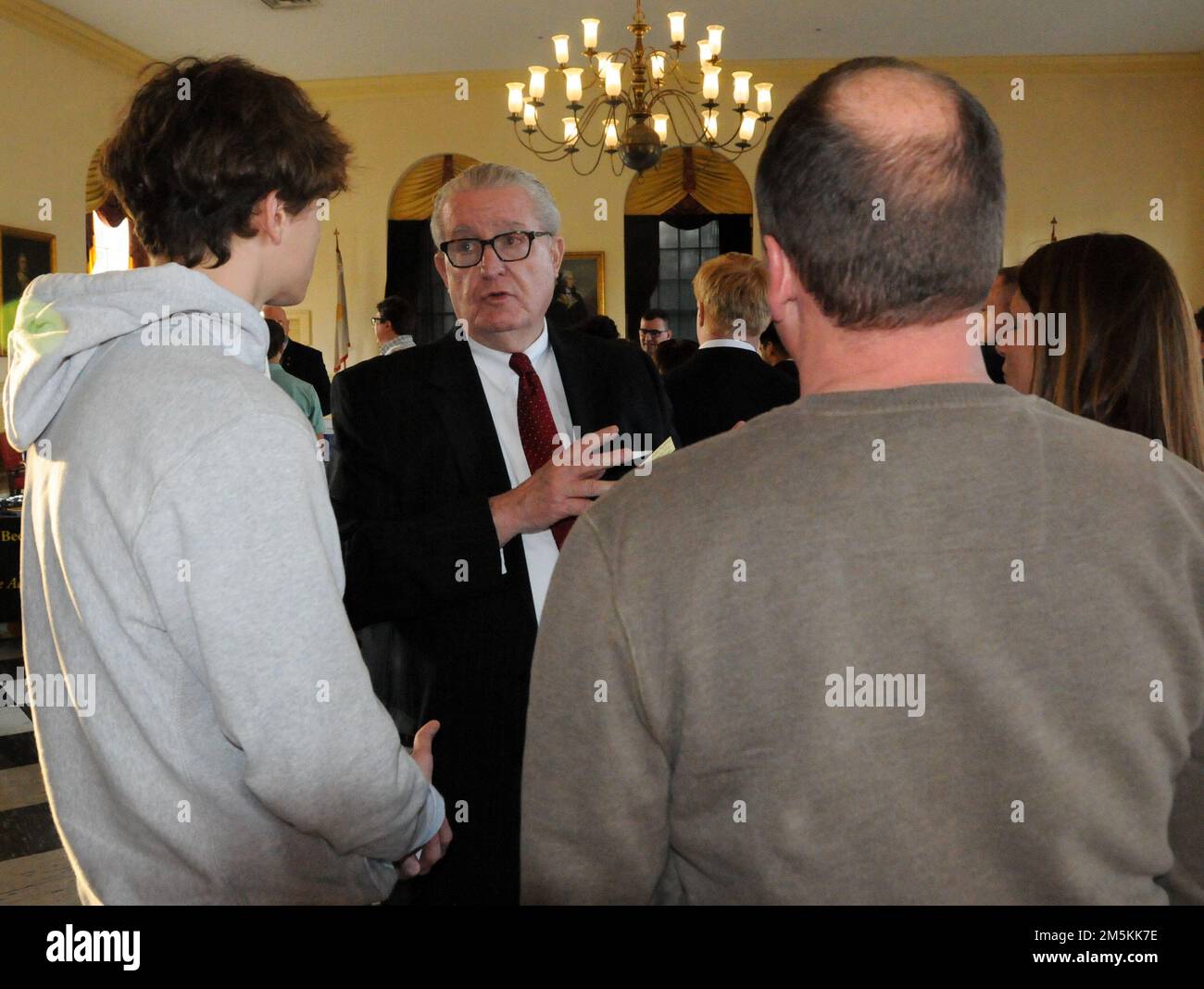 Army Reserve Ambassador Stephan Murphy of Delaware speaks with students ...