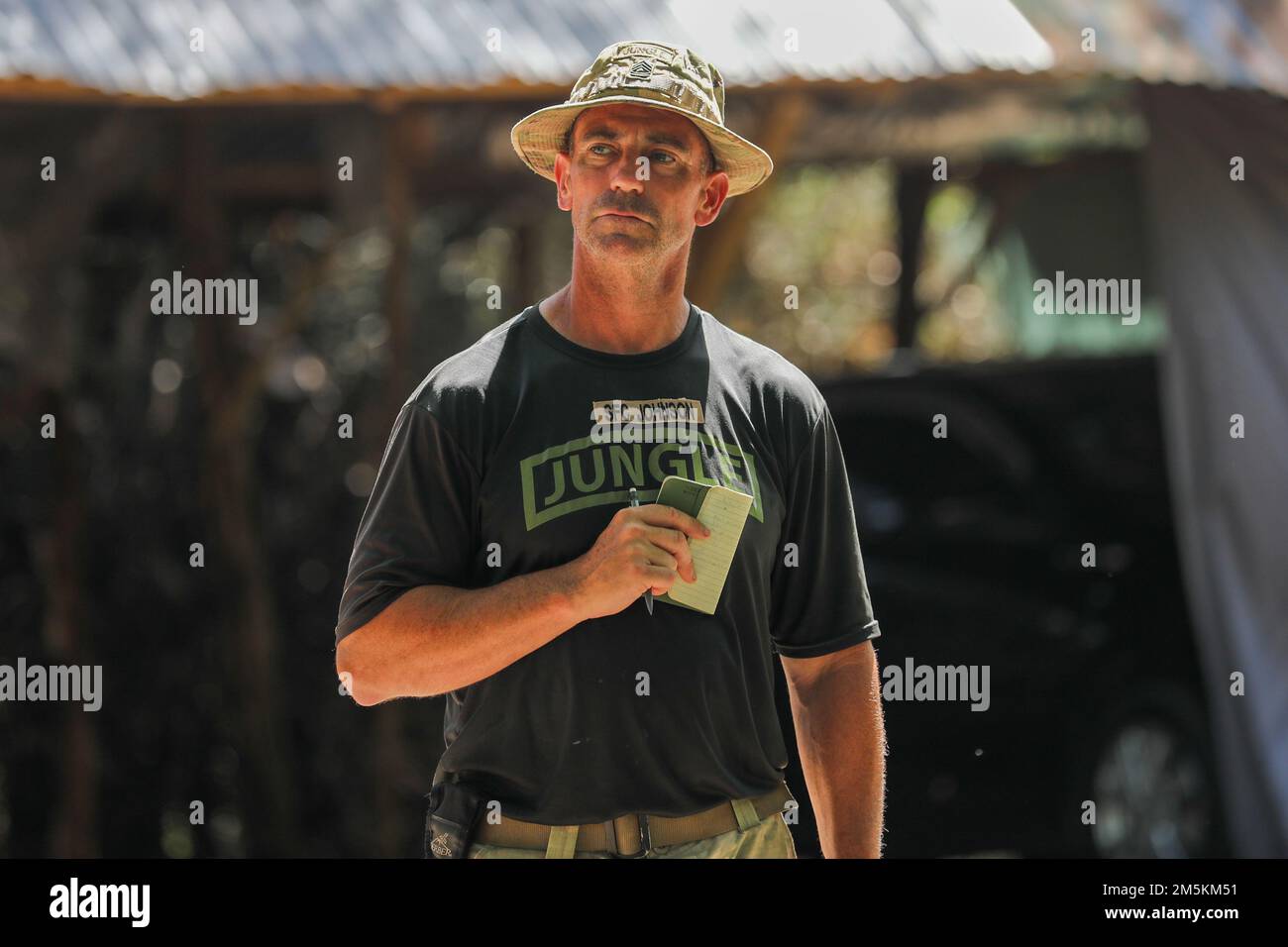 U.S. Army Sgt. 1st Class Warren Johnson, a jungle instructor with ...