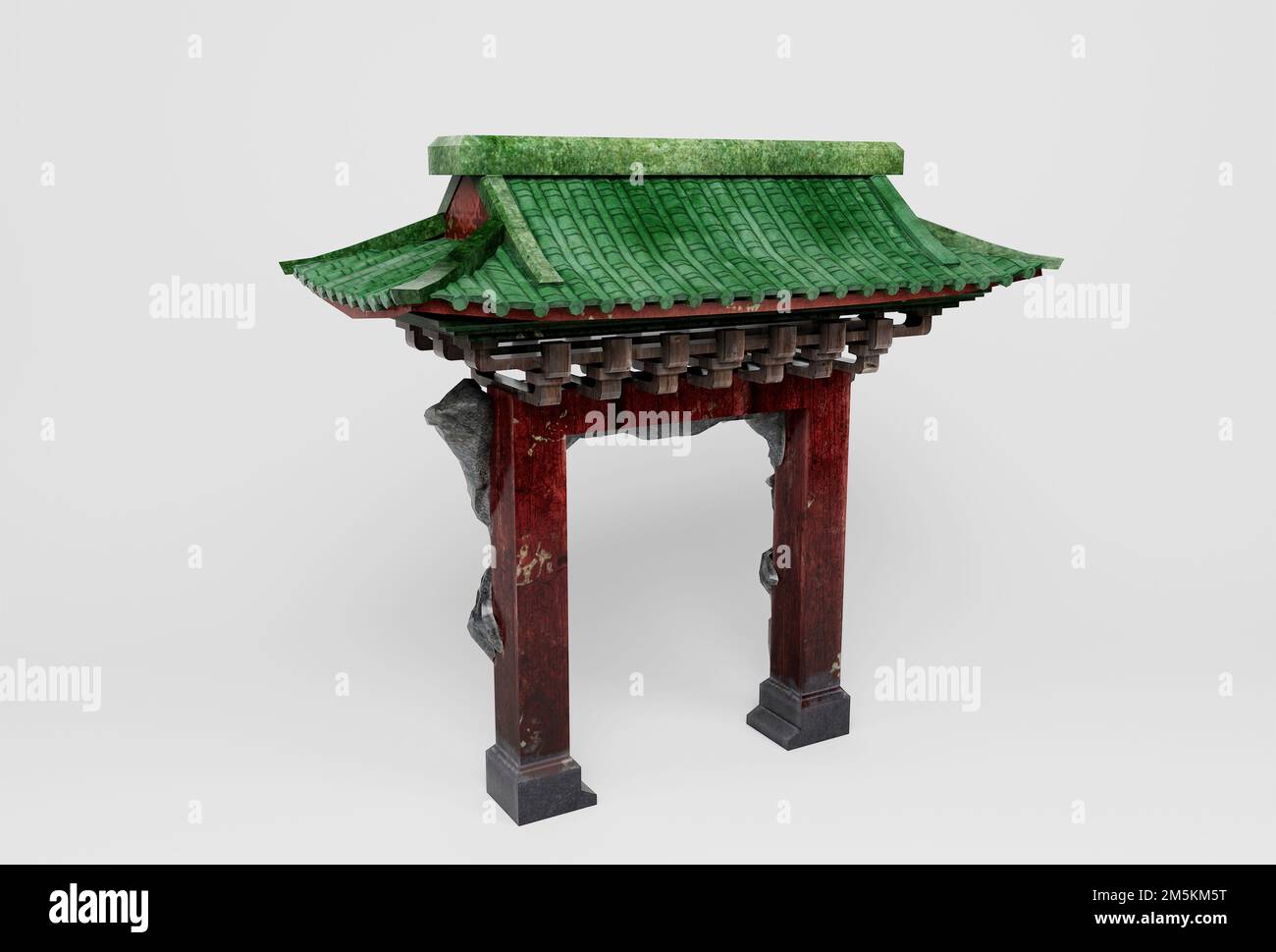 The entrance Chinese arch gate decor with hanging lanterns 3d ...