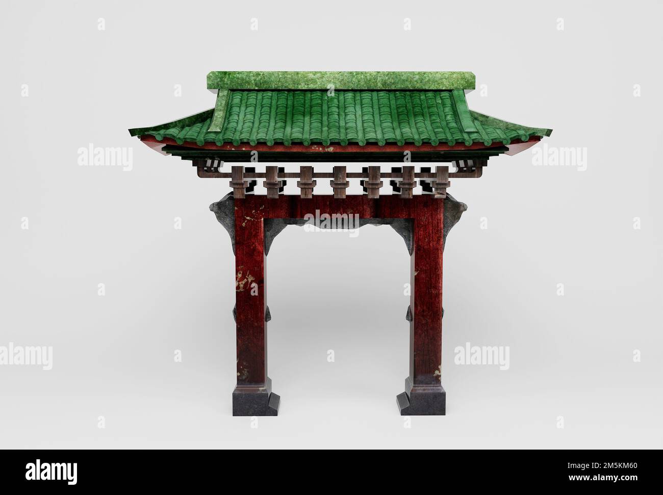 The entrance Chinese arch gate decor with hanging lanterns 3d ...