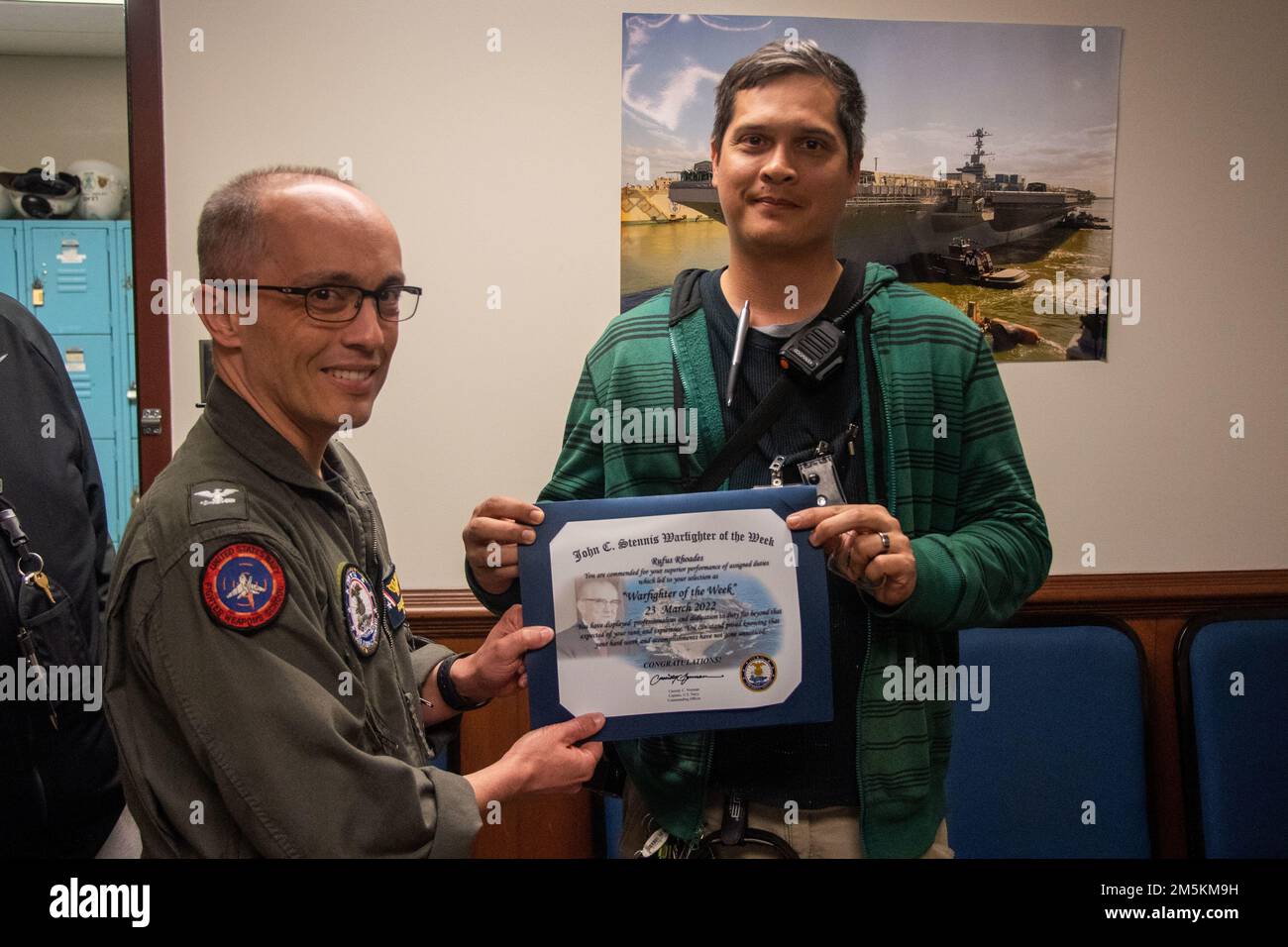 U.S. Navy Capt. Raul Acevedo, left, the executive officer of the ...