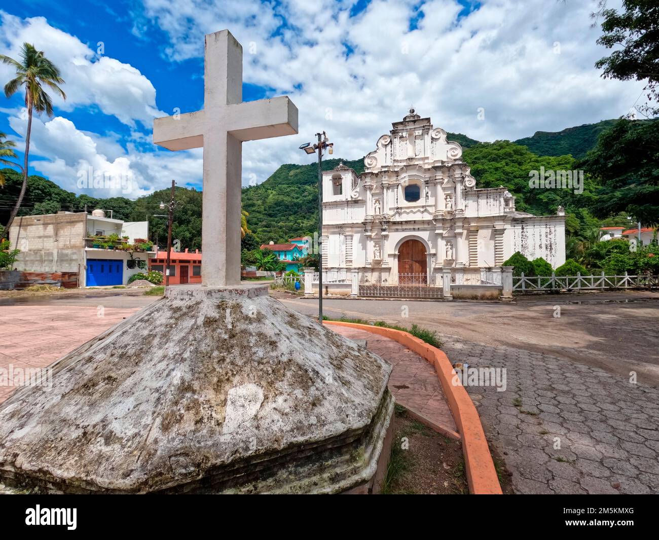 A big cross in front of a Church in Santa Elena, Chiquimula, Guatemala ...