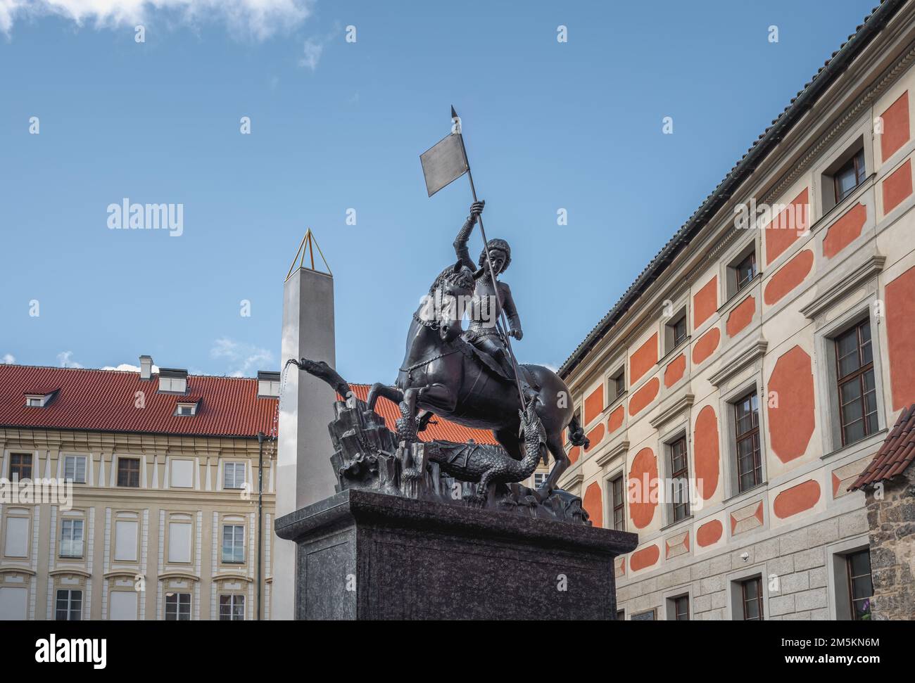 Statue of Saint George at Prague Castle 3rd Courtyard with St Vitus ...