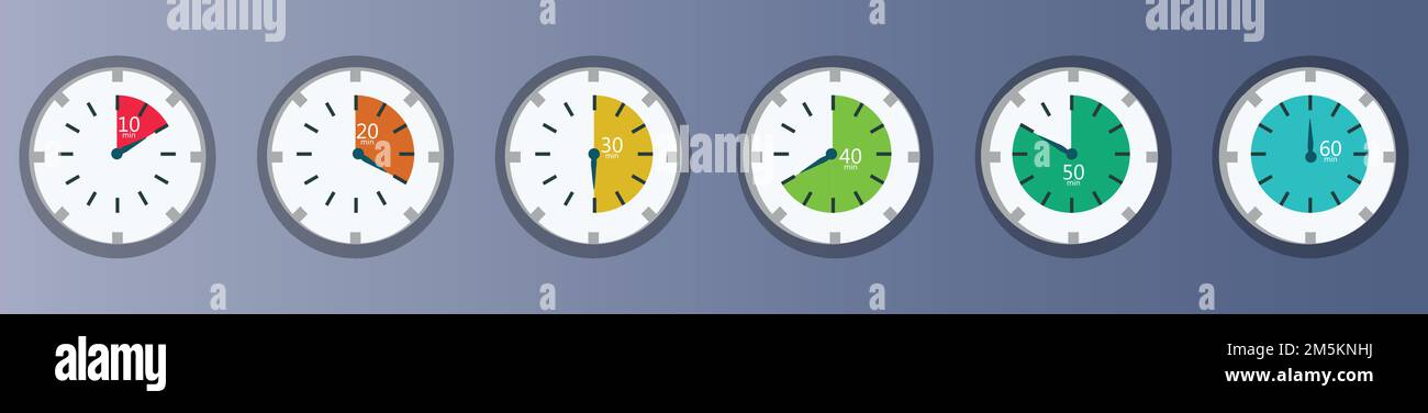 Timer and clock icon set. Time symbol flat icon. Stopwatch, timer ...