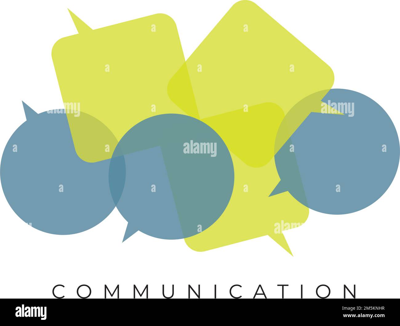 An illustration of a blue and yellow communication logo isolated on a ...