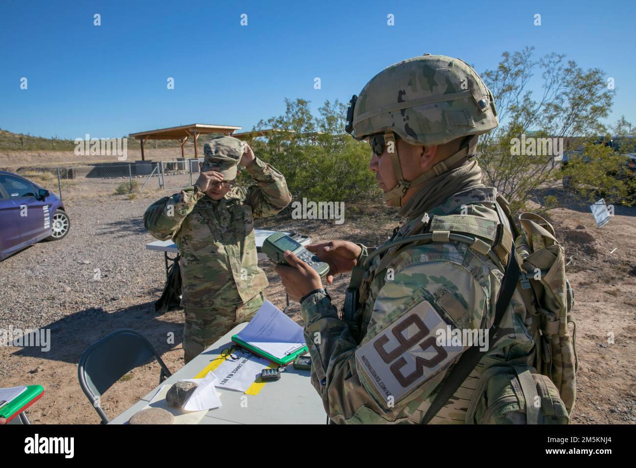 U.S. Army 2nd Lt. Grant Navakuku with the 856th Military Police Company ...