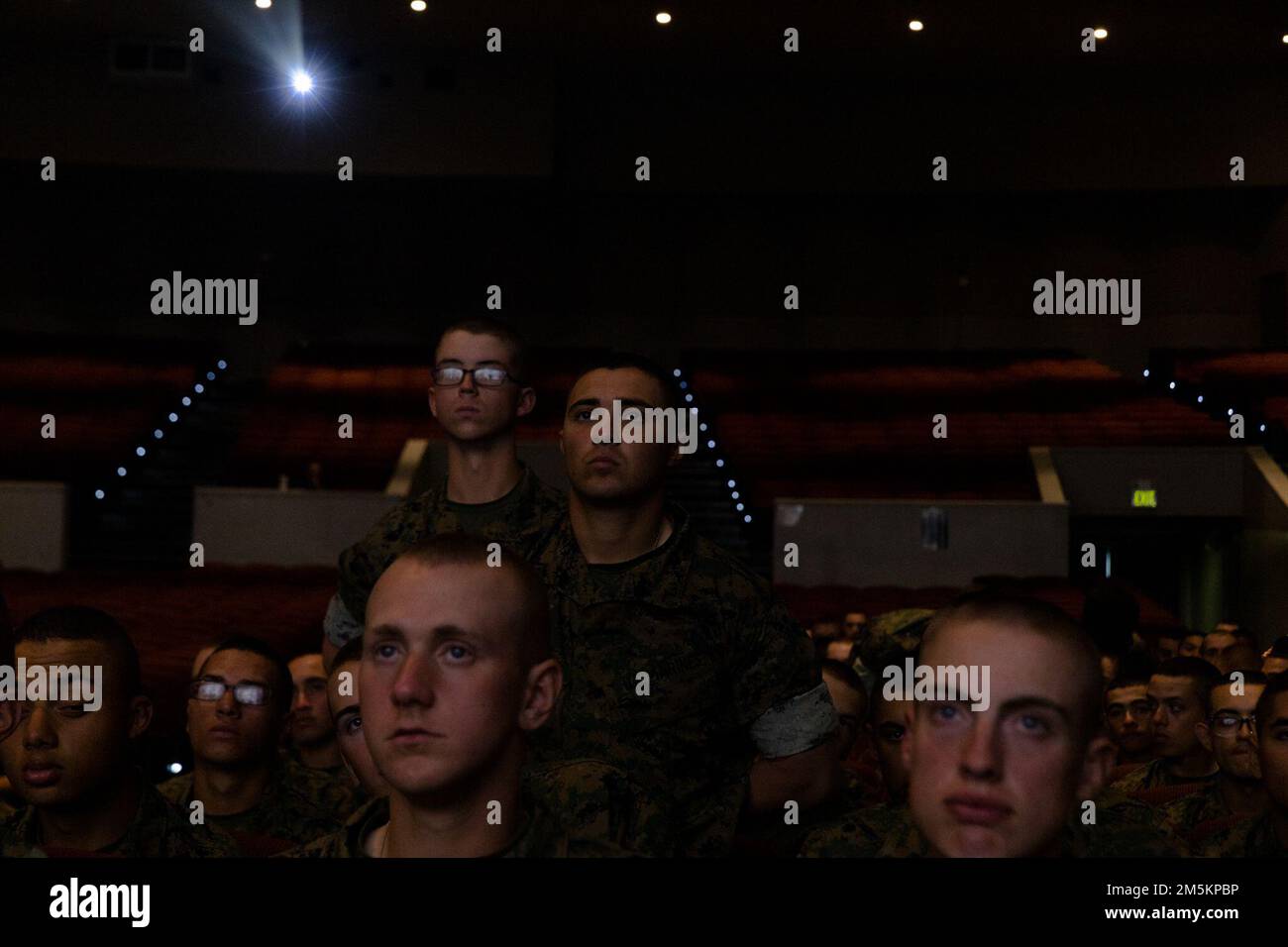 New Marines with India Company, 3rd Recruit Training Battalion, stand ...