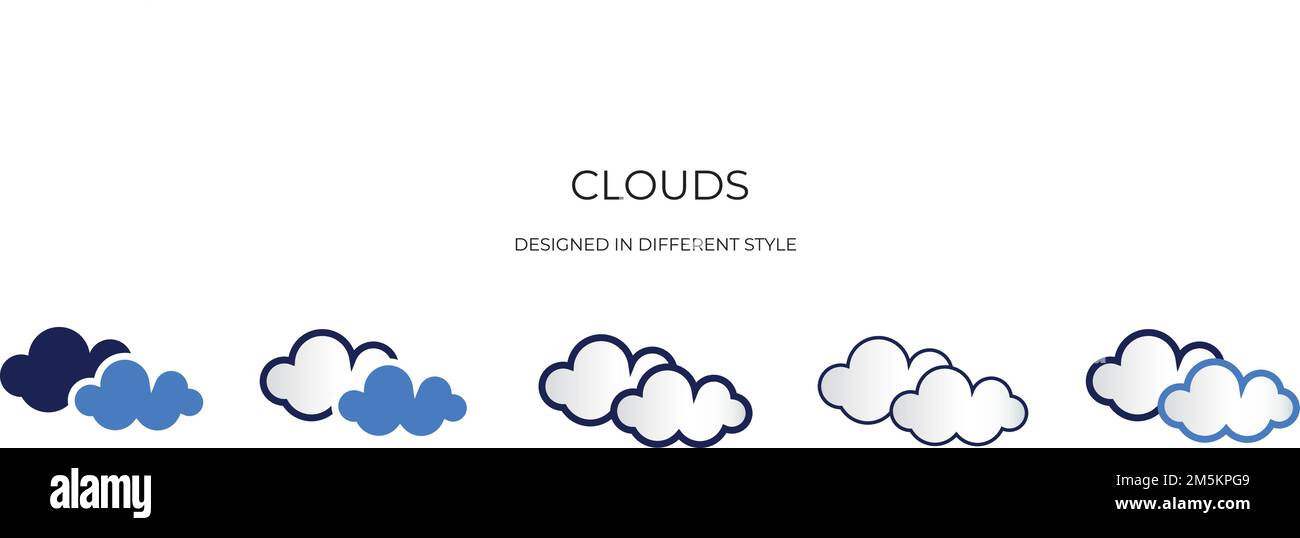 A set of different clouds icons isolated on a white background for ...