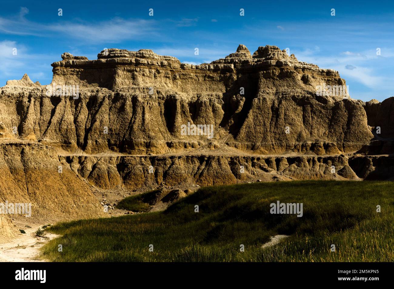 Dry Rocky Landscape of badlands National Park Along the Blue Sky Stock ...