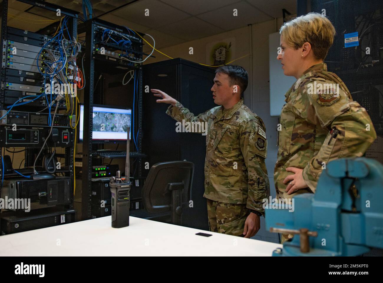 U.S. Air Force Airman 1st Class William Reyna, 628th Communications Squadron radio frequency ...
