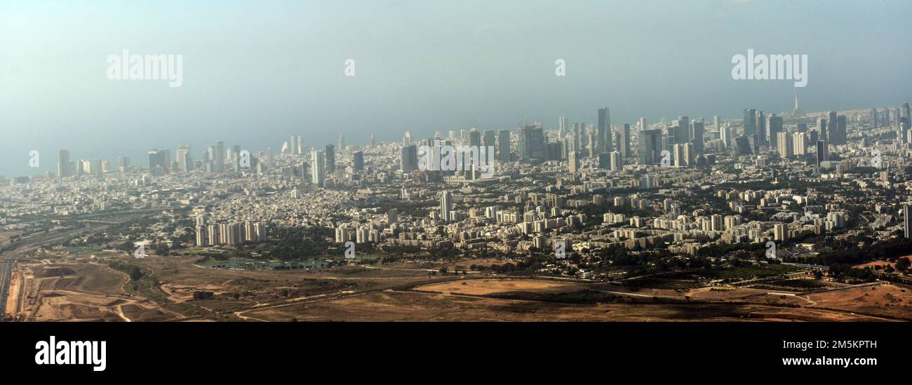 An aerial view of the southern part of Gush Dan in central Israel Stock ...