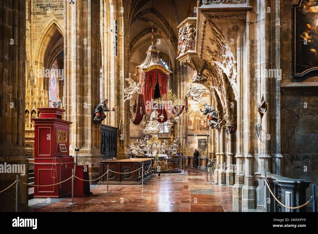 Tomb of Saint John of Nepomuk in St. Vitus Cathedral Interior at Prague ...