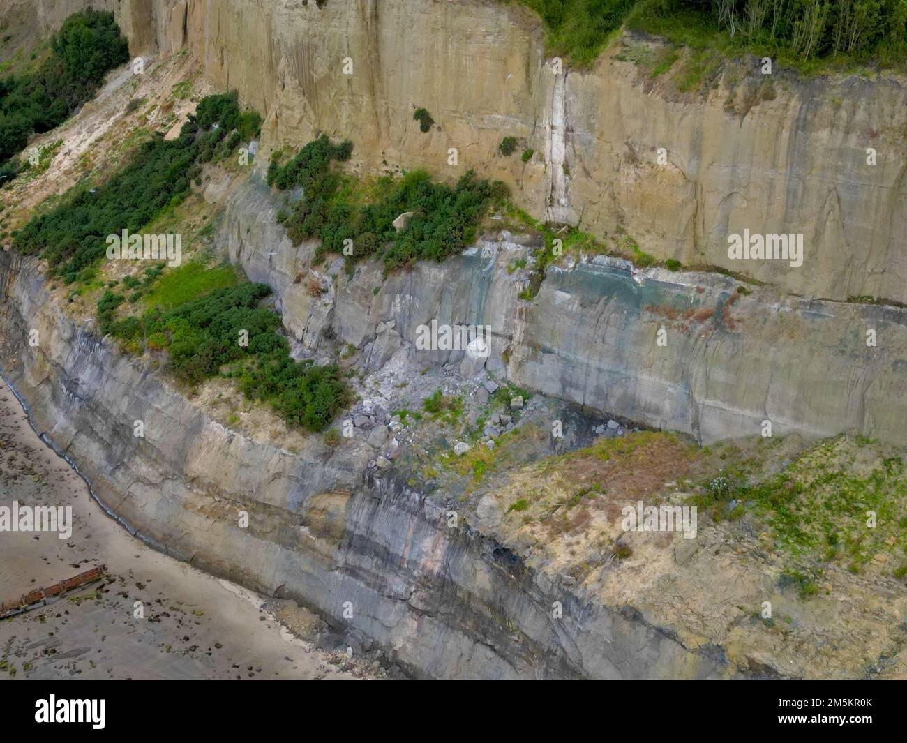 An aerial view of the cliffs at Shanklin Isle of Wight, Great Britain ...