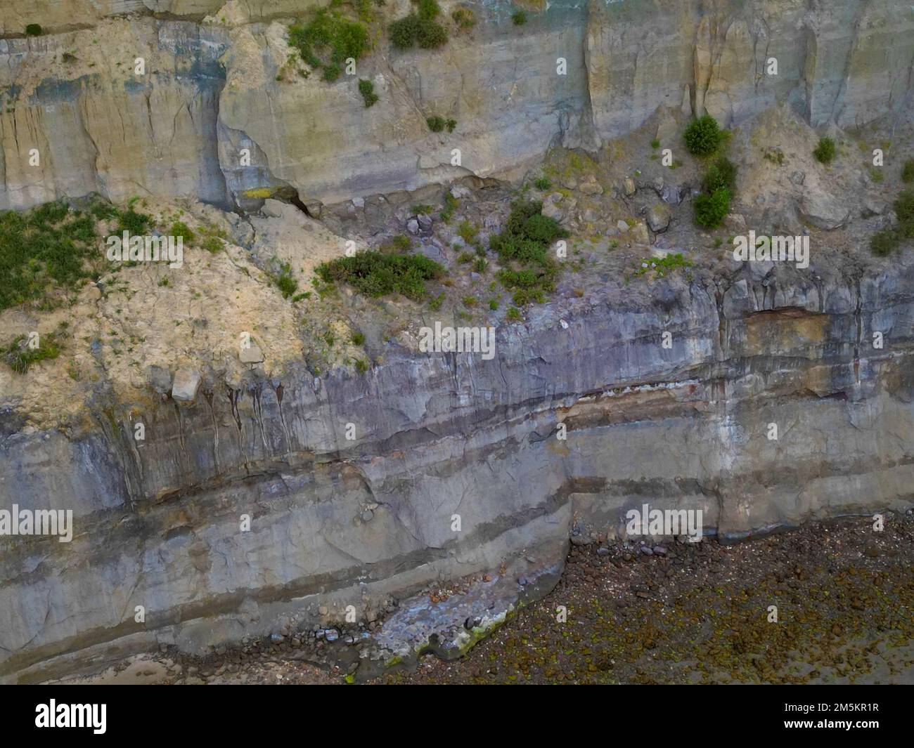 An aerial view of the cliffs at Shanklin Isle of Wight, Great Britain ...