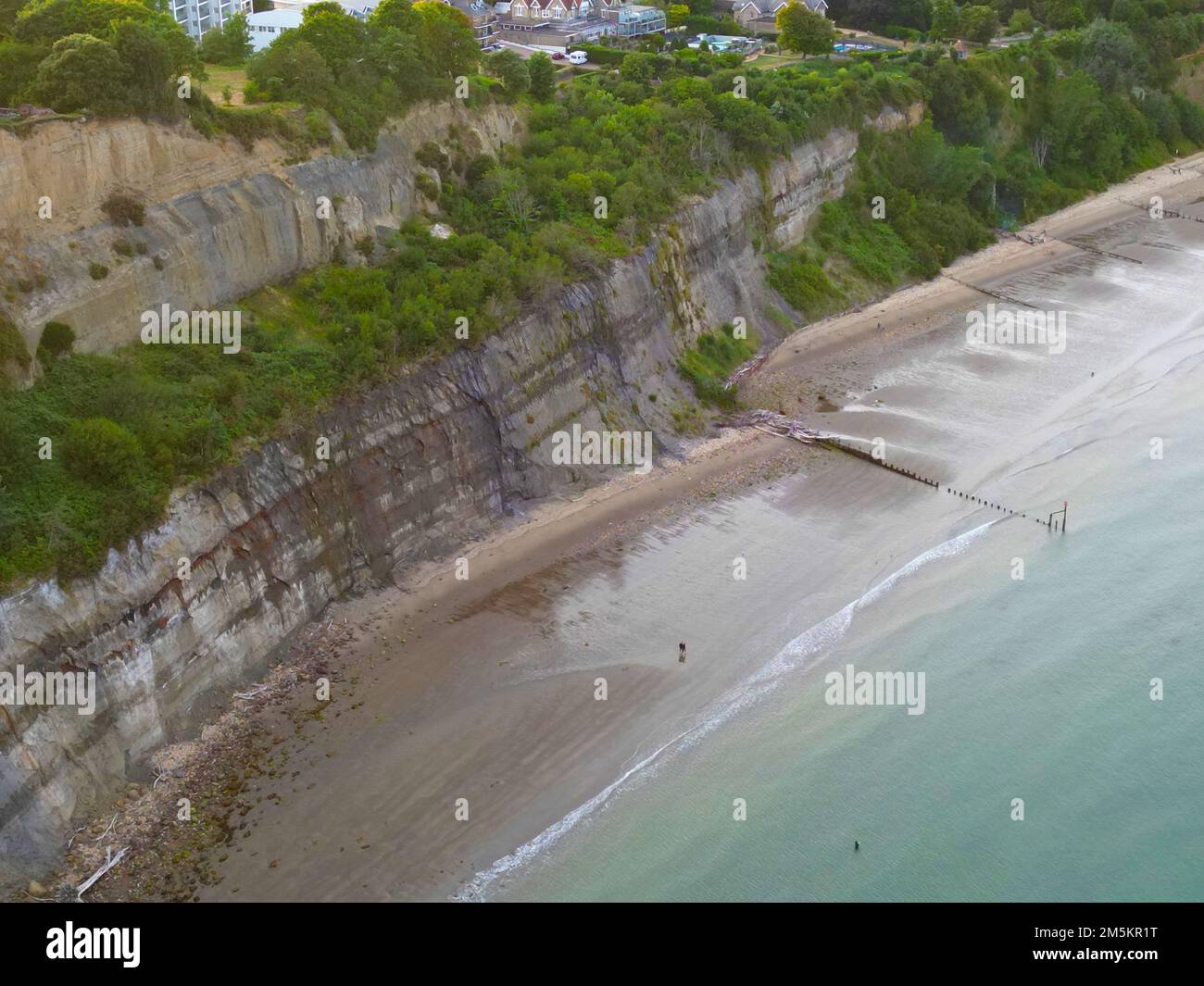 An aerial view of the cliffs at Shanklin Isle of Wight, Great Britain ...