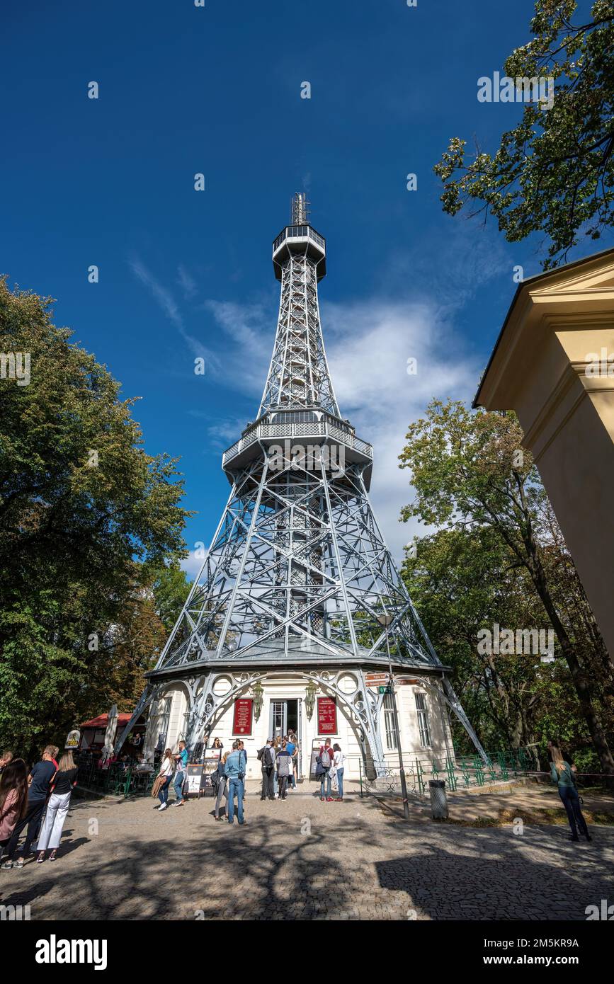 Petrin Lookout Tower at Petrin Hill - Prague, Czech Republic Stock ...