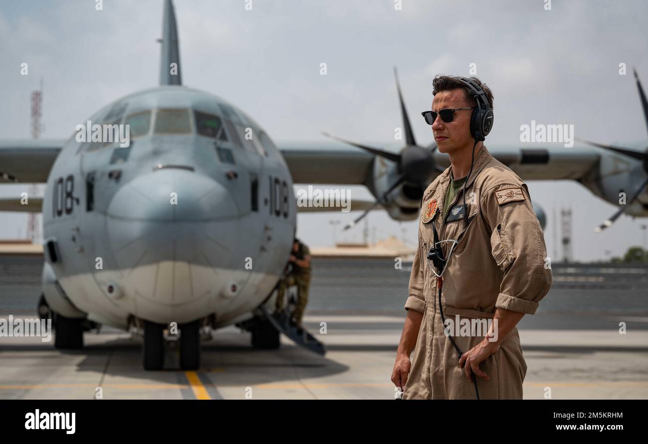 U.S. Marine Corps Cpl. Ryan Frey, a loadmaster with the Marine Aerial ...