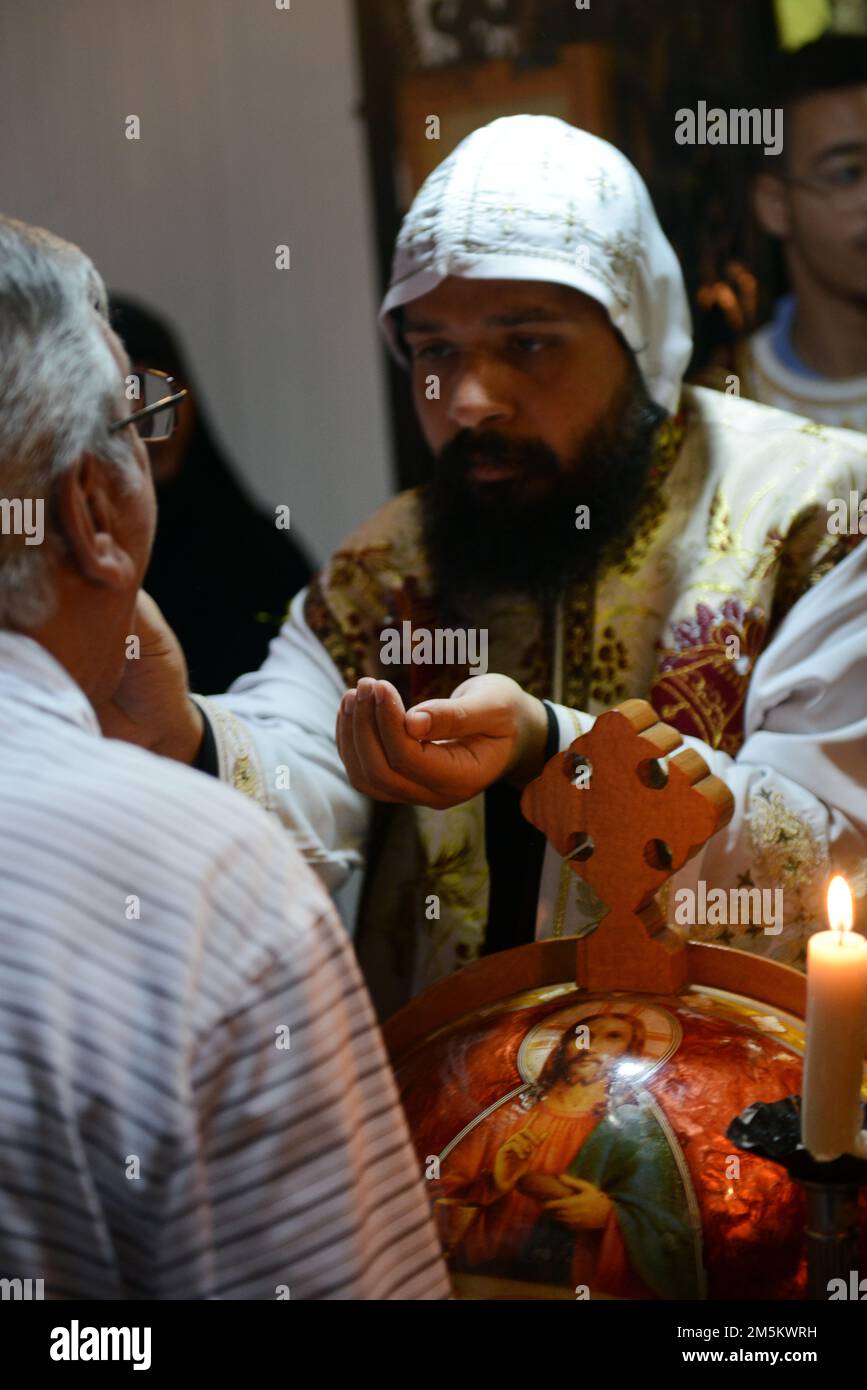 Coptic priests by the Coptic chapel in the back side of the Aedicule ...