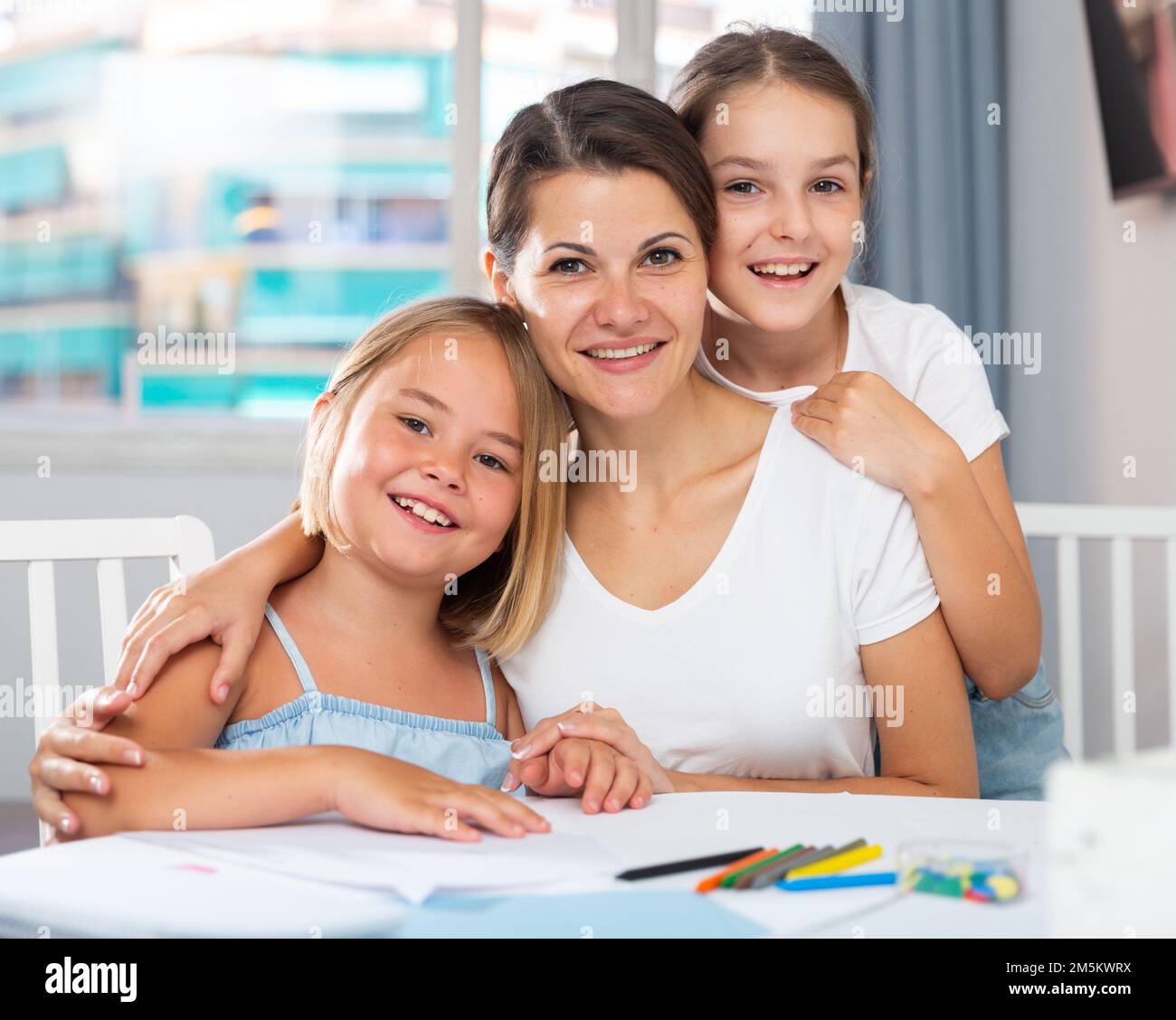 Portrait happy mother drawing hi-res stock photography and images - Alamy