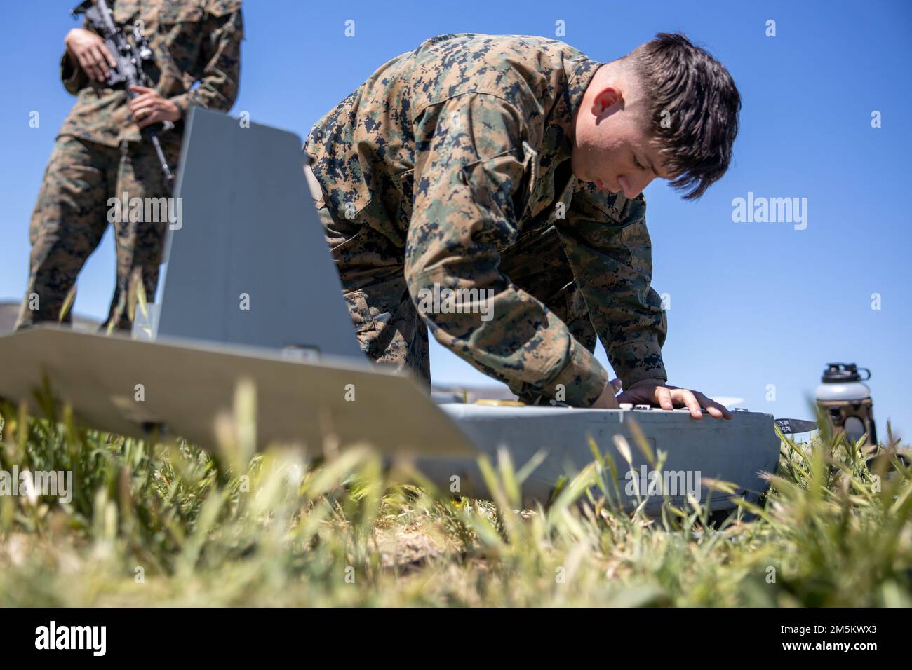 U.S. Marine Corps Lance Cpl. Luciano Logueiara, a ground sensor ...