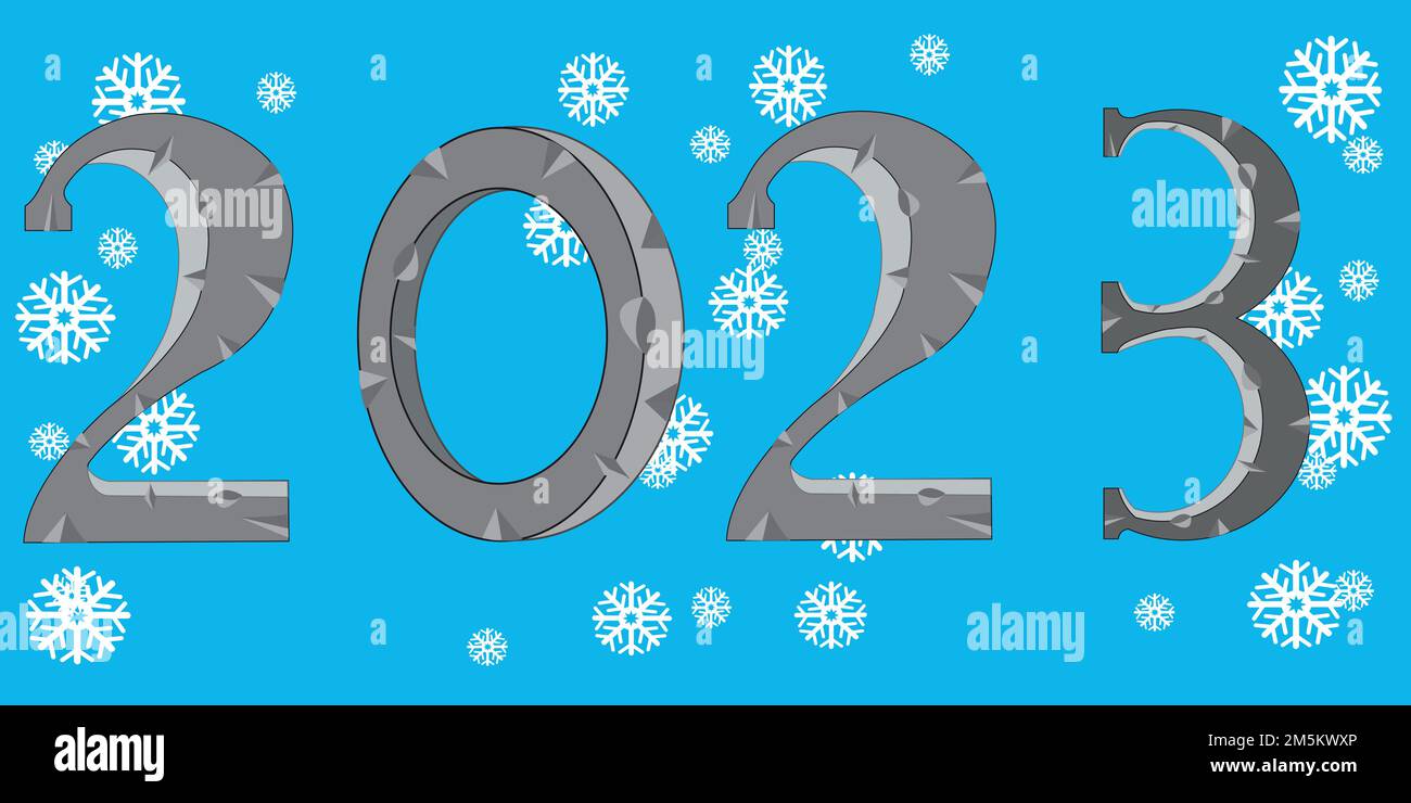 Decorative numerals new approaching 2023 on background snowflake Stock ...