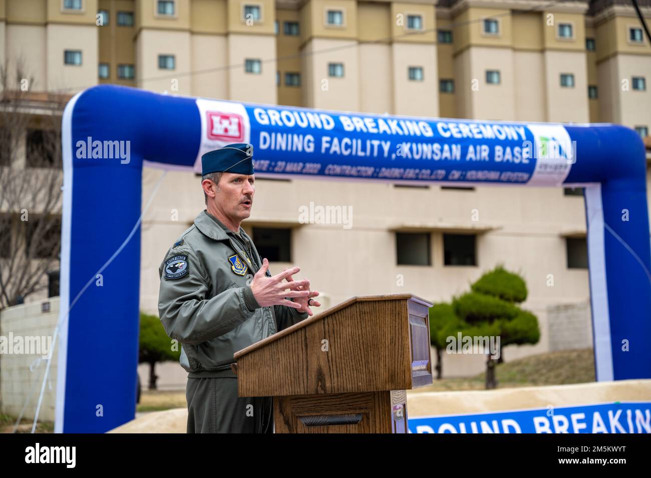Col. John “Wolf” Gallemore, 8th Fighter Wing commander, delivers ...