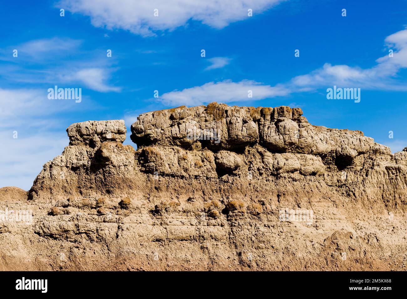 Dry Rocky Landscape of badlands National Park Along the Blue Sky Stock ...